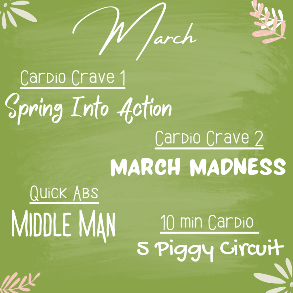 MARCH Schedule – Brighter Fitness